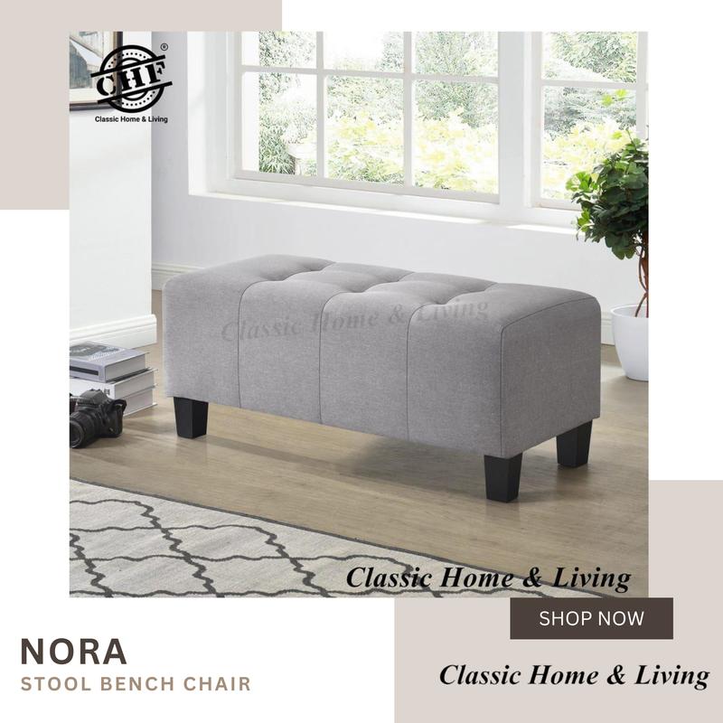CHF NORA 3FT Stool Bench Chair # Modern Stool - Light Grey/Blue/Brown ...