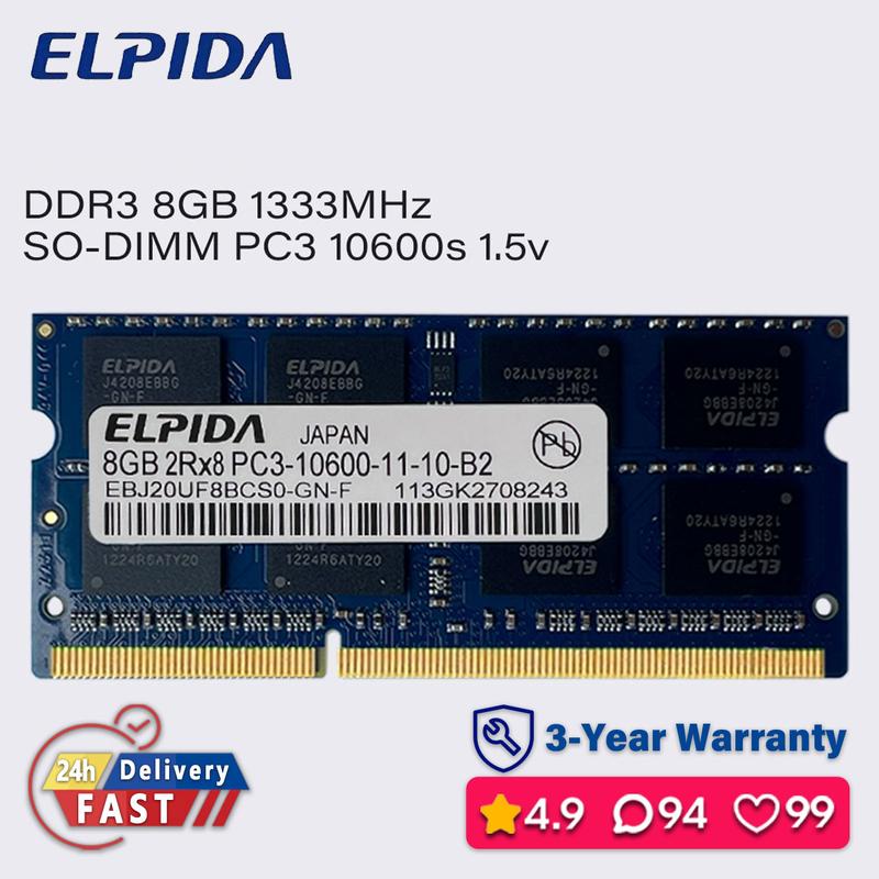 ELPIDA 8gb 4gb 1333mhz ddr3 memory laptop ram sodimm pc3 10600s ...