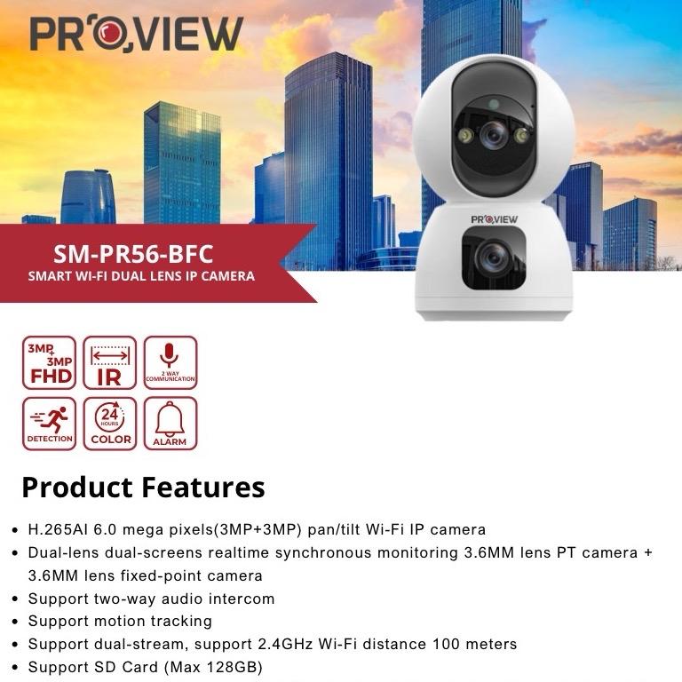 CAMERA CCTV PROVIEW SM-PR56-BFC SMART INDOOR PTZ WI-FI DUAL LENS IP ...