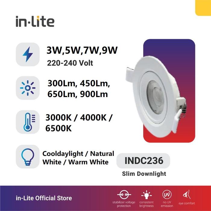 Jual Inlite Lampu Spotlight INDC236 3W 5W 7W 9W LED Spot Sorot Halogen ...