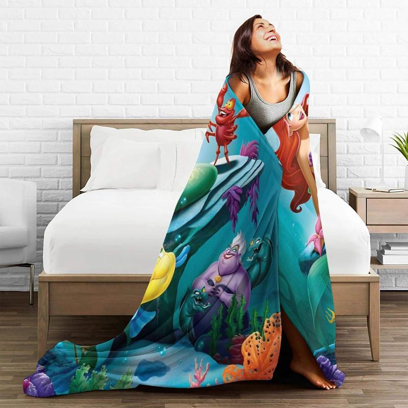 The Little Mermaid Cartoon Flannel Blanket Ariel Anime Princess Funny ...