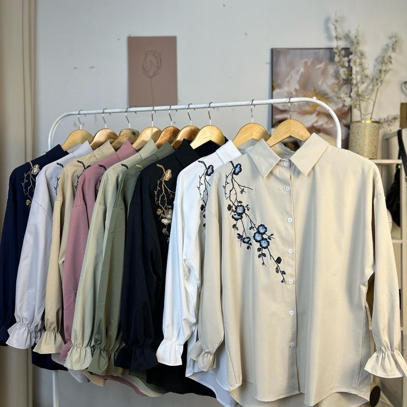 Blouse Loose Sulam Sakura Cotton Premium by Hijabiee - TikTok Shop Malaysia