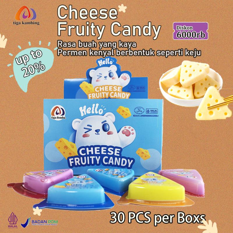 【halal】1 box @ 30 Pcs Cheese Fruit Candy，Rasa : Original，Strawberry ...