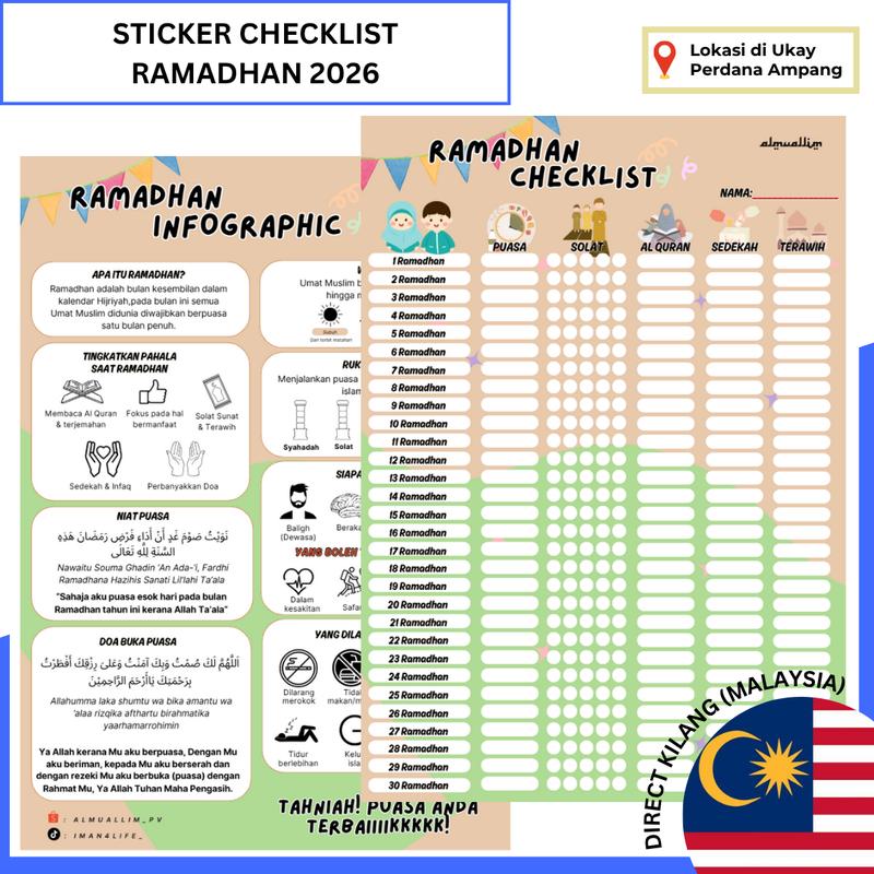 Sticker Daily Ibadah Tracker Ramadhan 30 hari Puasa Tracker Doa ...