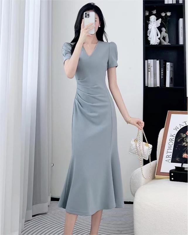 Emita bloom 7892 black long floral dress for women korean elegant ...