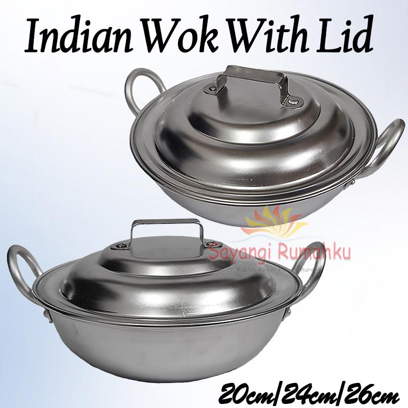 【1 SET】Aluminium Indian Kuali With Cover & Double Handle/Indian ...
