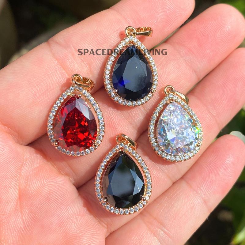 Loket Emas Suasa Batu Zircon Titisan Airmata Gold Plated Zirconia ...
