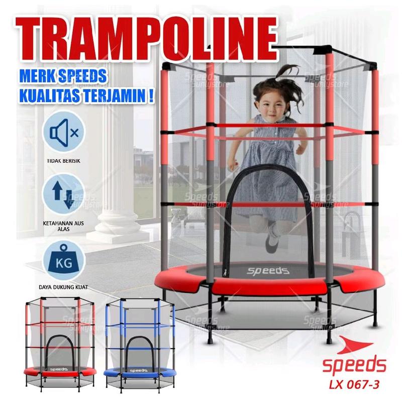 Trampoline Trampolin Anak 55" 140cm Lompat Trampolin Mainan Anak ...