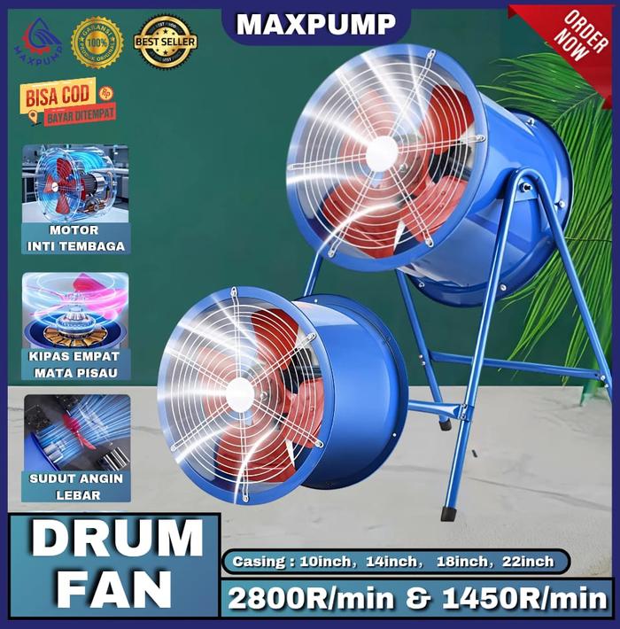 Promo MAXPUMP Drum Fan Extra Low Noise 10/12/16/18/20/22 Inch Exhaust ...