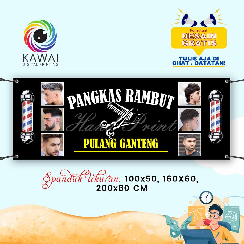 SPANDUK / BANNER Pangkas Rambut Hitam Aesthetic Free Desain - Shop ...