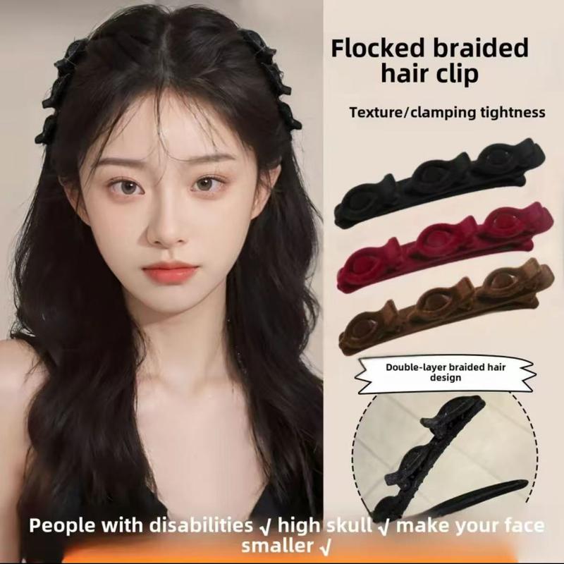 Elegant Solid Color Velvet Hair Braiding Clips Retro Hair Side - TikTok ...