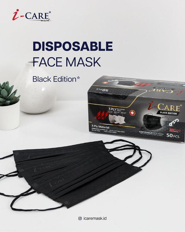 i-Care BLACK Edition Earloop 3ply ICARE Disposable face mask - Shop ...