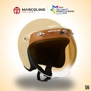 [ Marine Grey Glossy With Visor ] Helm Bogo Retro Cewe Cowo Pria Wanita ...