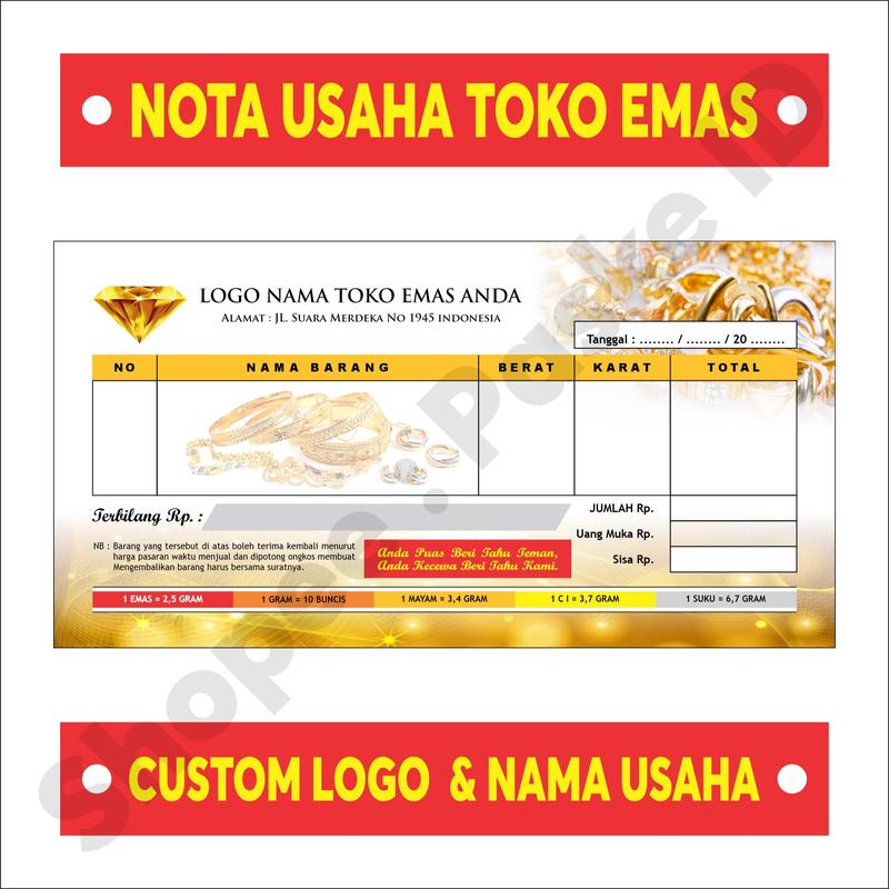 CETAK BUKU BON NOTA KWITANSI USAHA TOKO EMAS BISA CUSTOM LOG - Shop ...