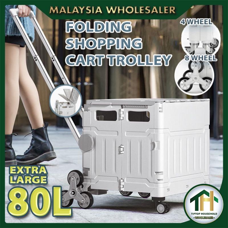 90L HIGH QUALITY Foldable Shopping Cart Trolley Storage Movable ...