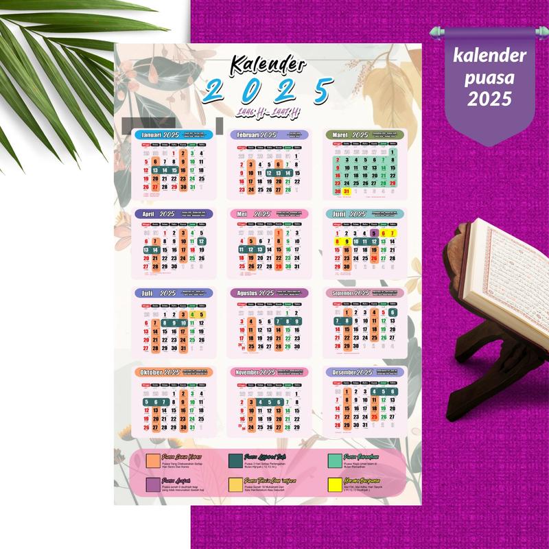 Kalender Puasa Sunnah 2025 - Design Aesthetic Cantik Ukuran Besar ...