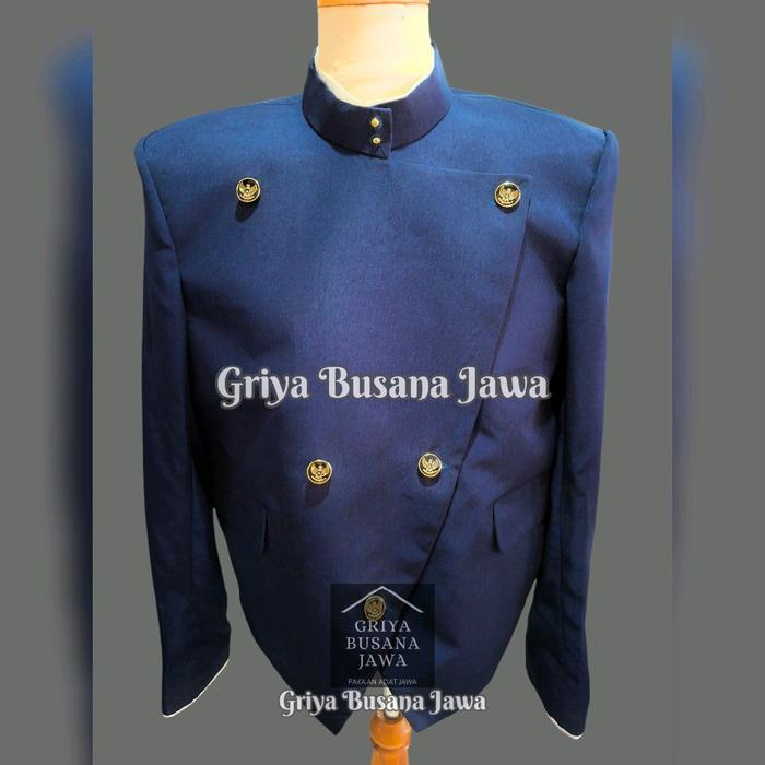 Jual Beskap Solo Krowok Alusan Biru Navy Pakaian Adat Jawa - L4 - Kota ...