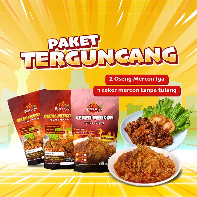 Paket Terguncang (2 iga mercon + 1 ceker mercon) Tanpa Tulang Bolosego ...