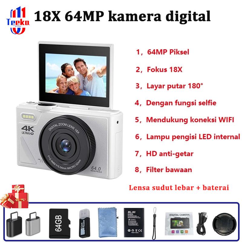 TEEKA Kamera Digital 64MP + Vlog 4K TikTok! Layar Flip 3 Inci, - Shop ...