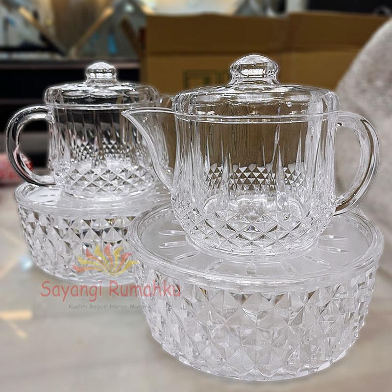 『1 Litre』Crystal Kendi Set/Hand Washing Pot with Tray/Teko Kendi ...