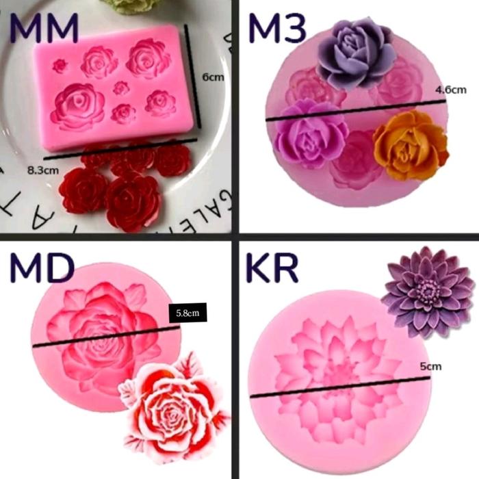 Jual Cetakan silikon BUNGA MAWAR/ rose krisan lotus sakura berbagai ...
