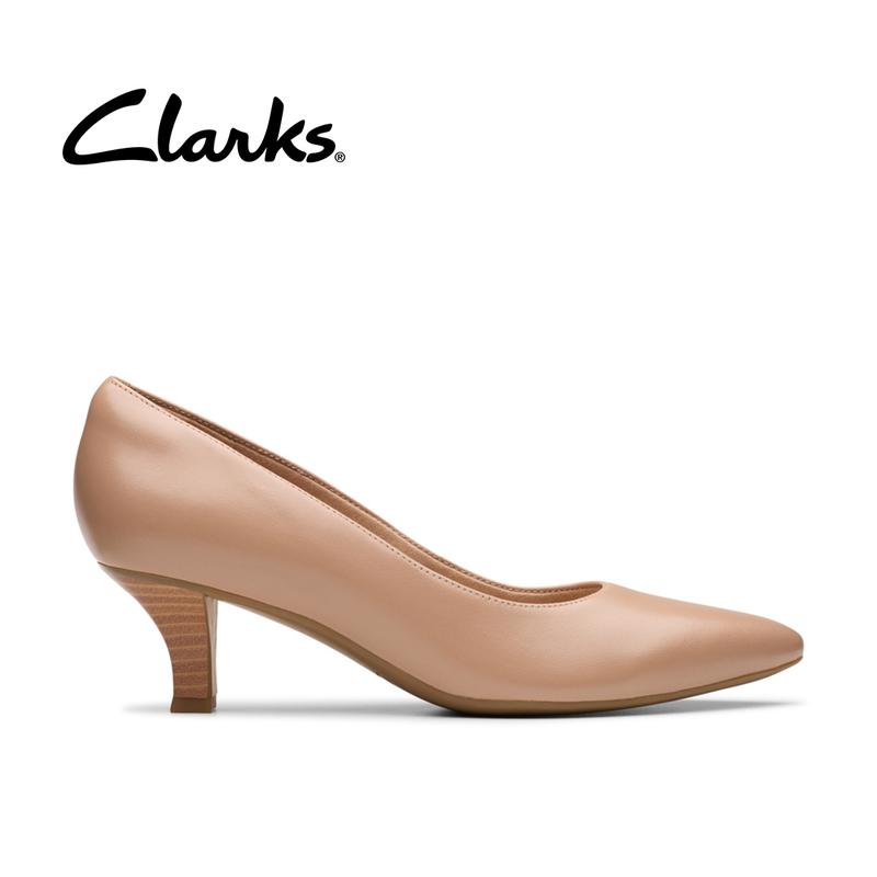 Clarks Womens Kepley Vine Court Shoes - Warm Beige Leather Kasut ...