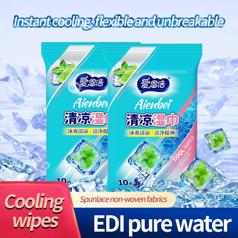 10 pcs 10 Cooling Wipes AIENBEI Cooling Wipes Cooling and refreshing ...