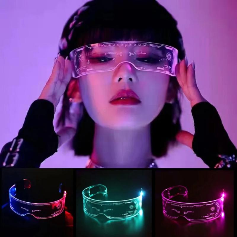 Kacamata LED Bercahaya Warna-warni RGB Akrilik Pesta Kostum Hallowen ...