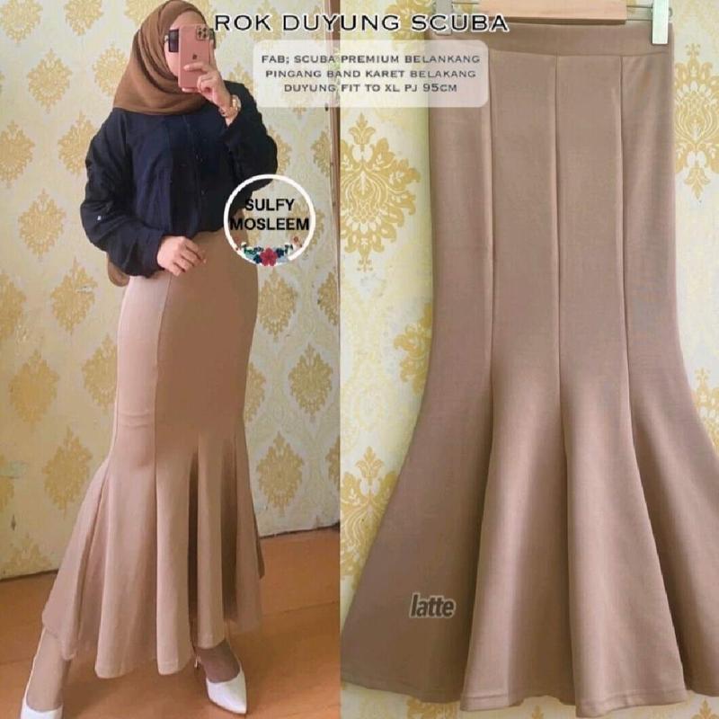 Rok Maxi Mermaid Skirt Duyung Polos Scuba Premium Rok Mermai - Shop ...