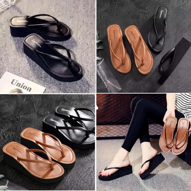 Sandal Wedges Spon Wanita Wedge Jepit Tinggi High Simple Sendal Japit ...