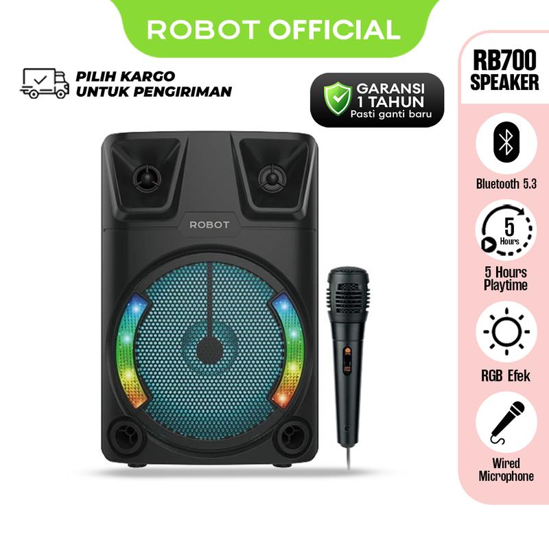 ROBOT Karaoke Speaker RB700 Speaker Bluetooth Karaoke Outdoor RGB 10W Original - Garansi 1 Tahun ...