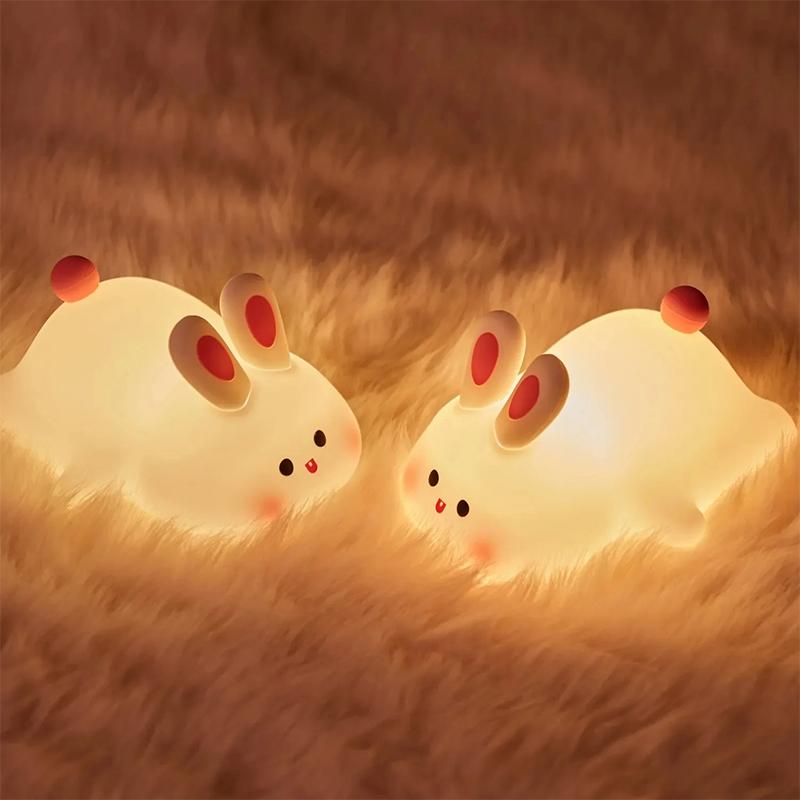 Lampu Malam Arnab, Bahan Silikon, Reka Bentuk Comel, USB Boleh Dicas ...