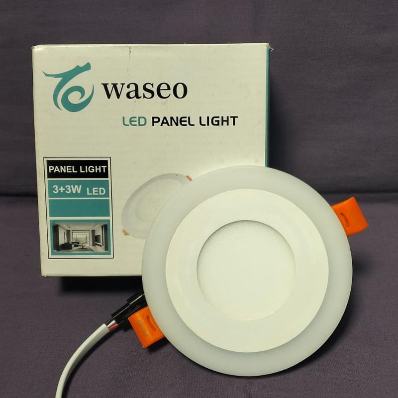 Lampu Downlight LED Panel 2 Warna 3+3 Watt bulat dan kotak tengah ...