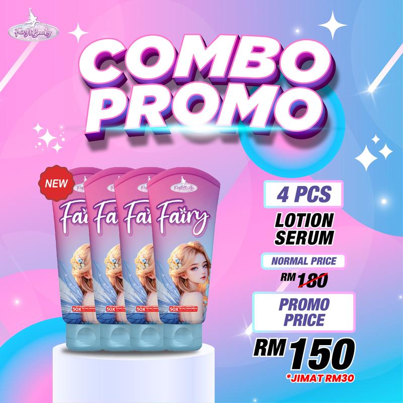 COMBO 4PCS FAIRY WHITENING LOTION SERUM - TikTok Shop Malaysia