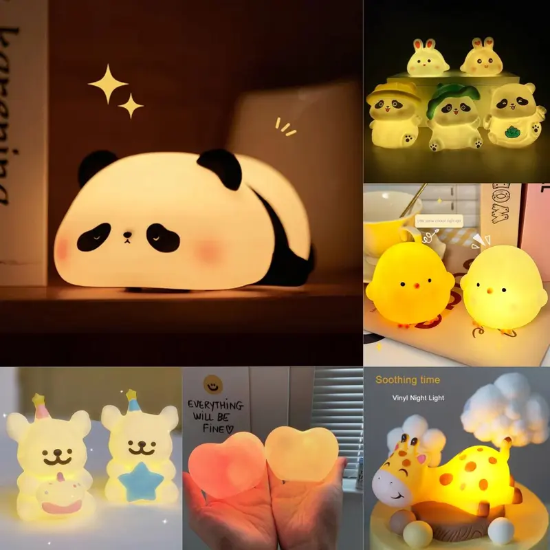 Cartoon Panda Night Lamp Bedroom Lamp Desktop Ornament Birthday ...
