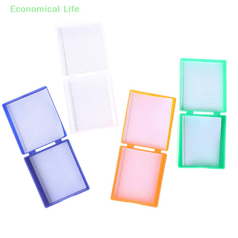 4 Color Plastic Microscope Glass Slide Box 25pcs Biological Slices ...