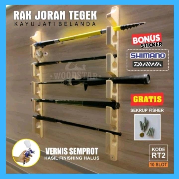 Rak Joran Tegak Kayu / Rak Joran Pancing Dinding Tegak / Rak Joran Kayu ...