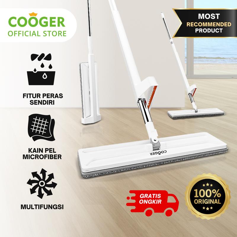 COOGER Ultra White Standing Mop Microfiber Pel lantai bisa berputar ...