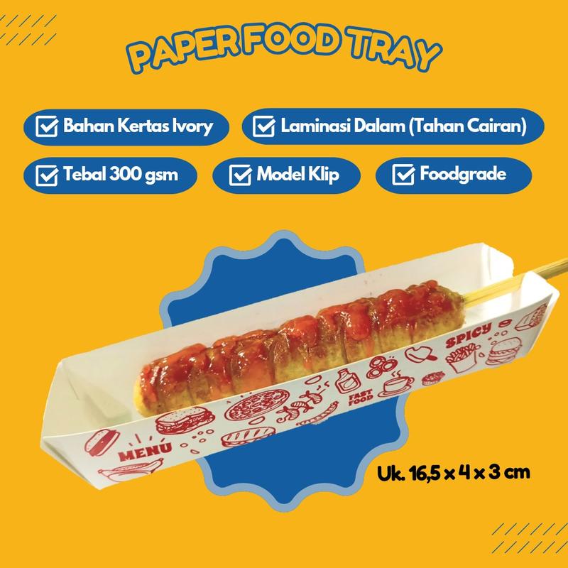 50 PCS Paper Tray Wadah Kertas untuk Sosis, Corndog, dll Motif Fast ...
