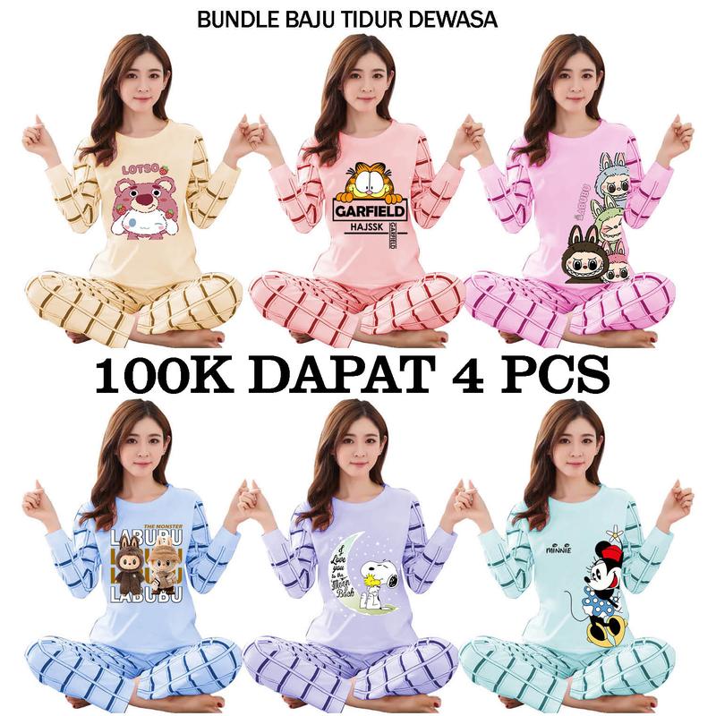 Paket Bundle 4 pcs Baju Tidur Wanita PP Dewasa Stelan ALL SIZE - Shop ...