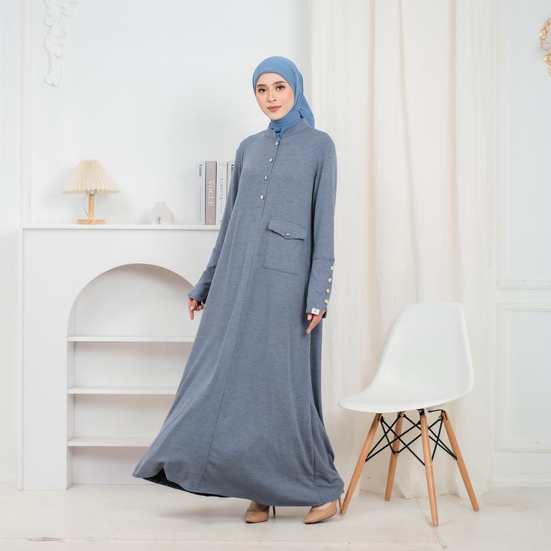 Abaya Knit Premium Syari Semi Casual Sania Abaya Kancing Gol - Shop ...