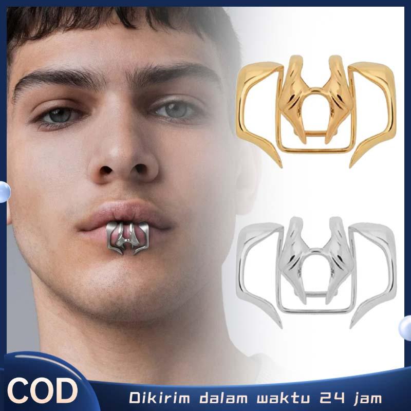 Fake Piercing Klip Bibir Fake Piercing No Piercing Labret Clip Punk ...