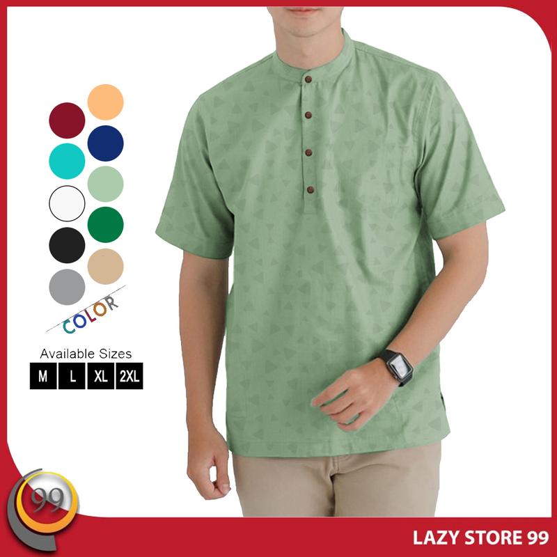 KOKO HNF Baju Pria Muslim Lengan Pendek Bahan Katun Emboss Size - Shop ...