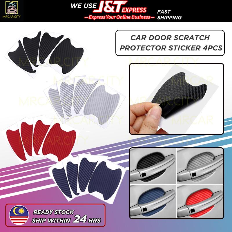 4 pcs Door Car Handle Scratch Protector Film Sticker Carbon Fibre ...