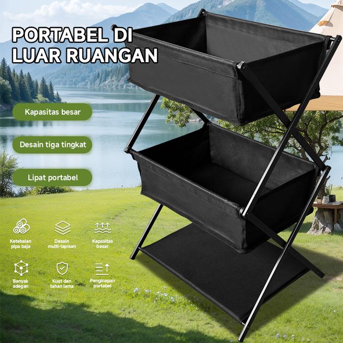 Promo Mountpeak 3 susun Rak lipat lipat Camping Picnic luar penyimpanan ...