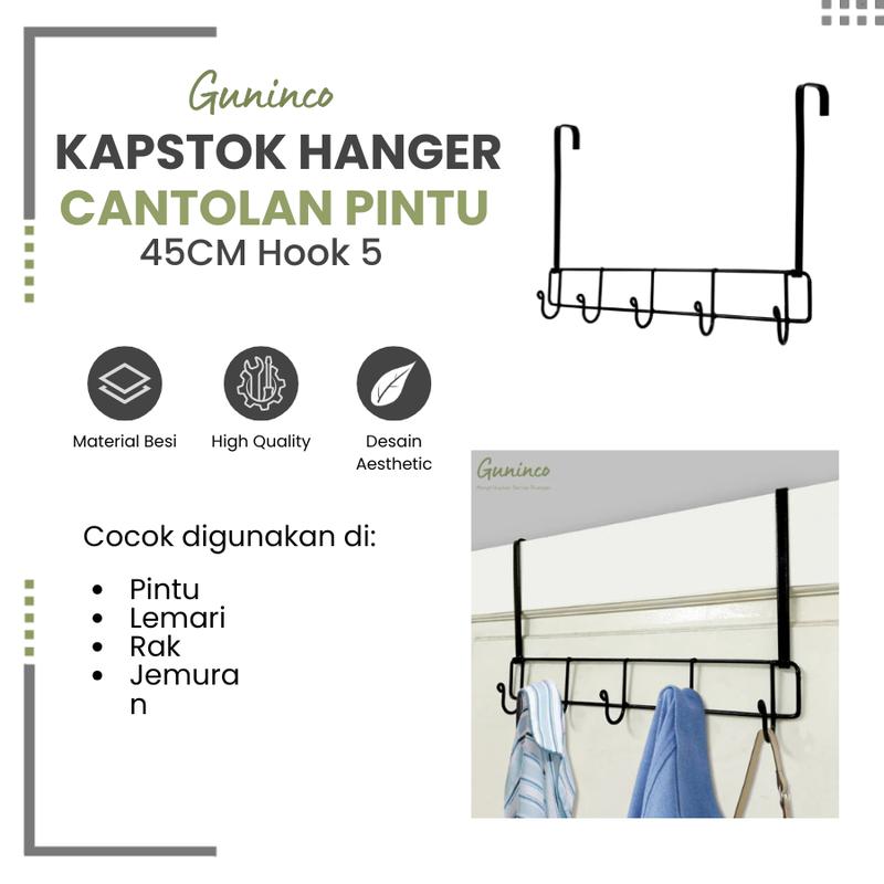 [Guninco] Kapstok Gantungan Baju Printilan Kamar Besi 45cm Hook 5 ...