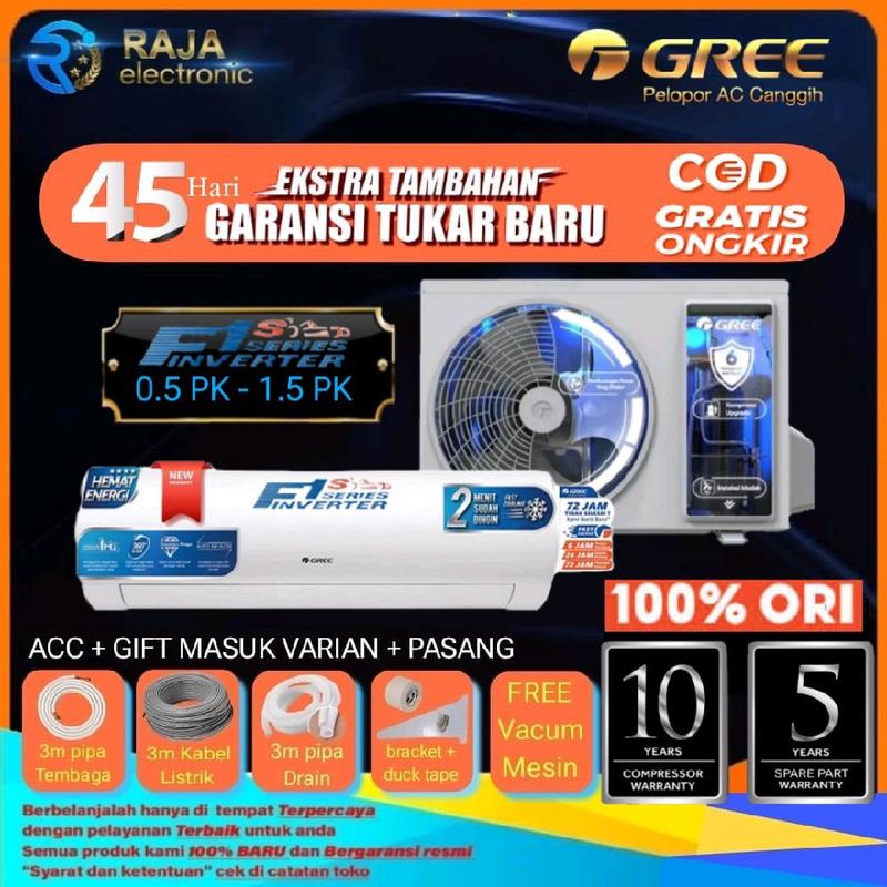 AC GREE INVERTER F1S 1/2 PK, 1 PK & 1.5 PK GOLD FIN + Instalasi - Shop ...