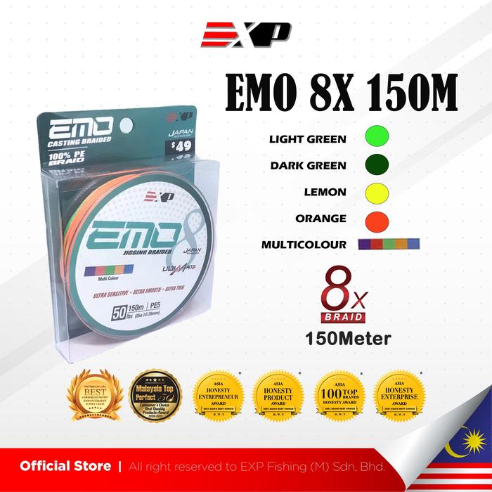 Promo EXP EMO 8X Casting Braided Line 150m Fishing Line Ultra Sensitive ...