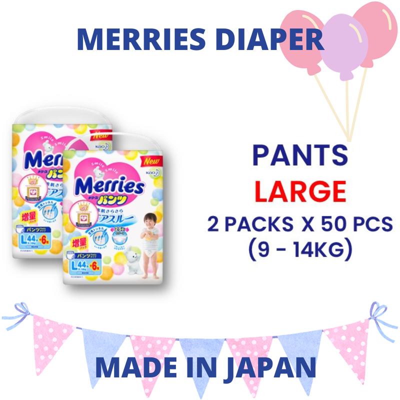 Merries Diaper Pants L size [2 x 50 pieces] - TikTok Shop Singapore