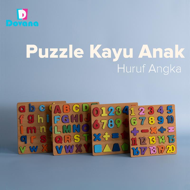 Dovana Puzzle Kayu Huruf Angka Mainan Edukasi Anak Puzzle ABC Wooden 3D ...